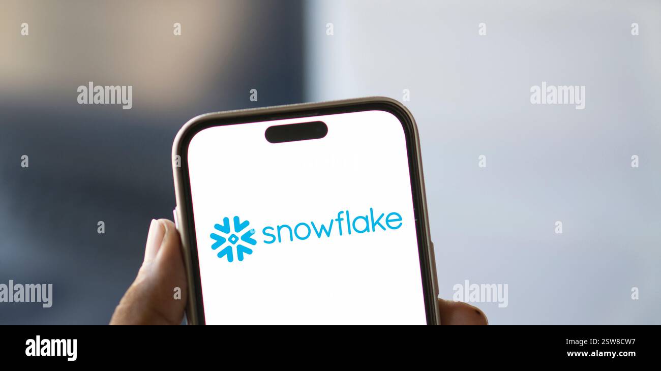 Dhaka, Bangladesh- 24 Oct 2024: Snowflake logo is displayed on ...