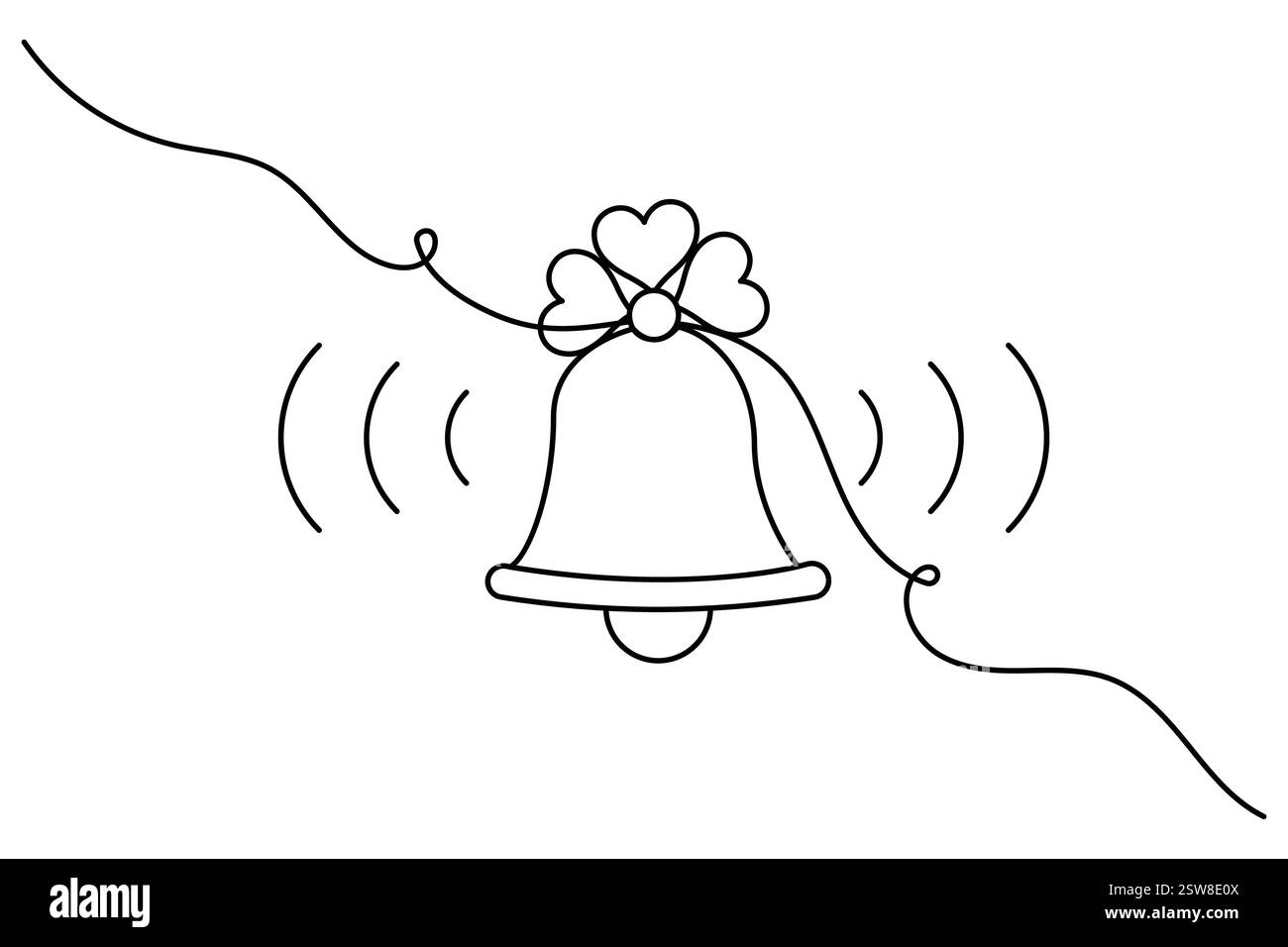 Continuous one line christmas bell drawing and outline editable stroke ...