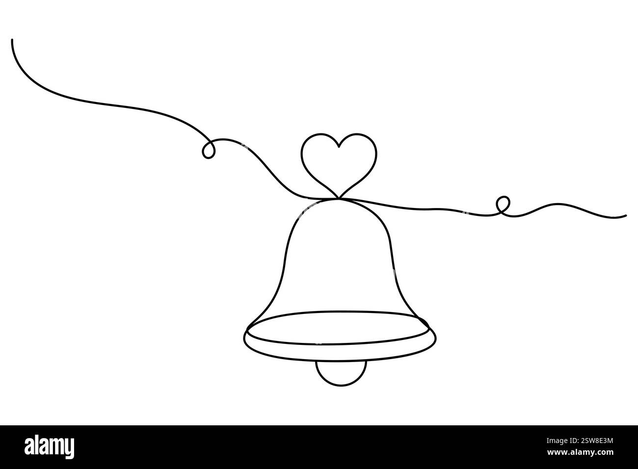 Continuous one line christmas bell drawing and outline editable stroke ...