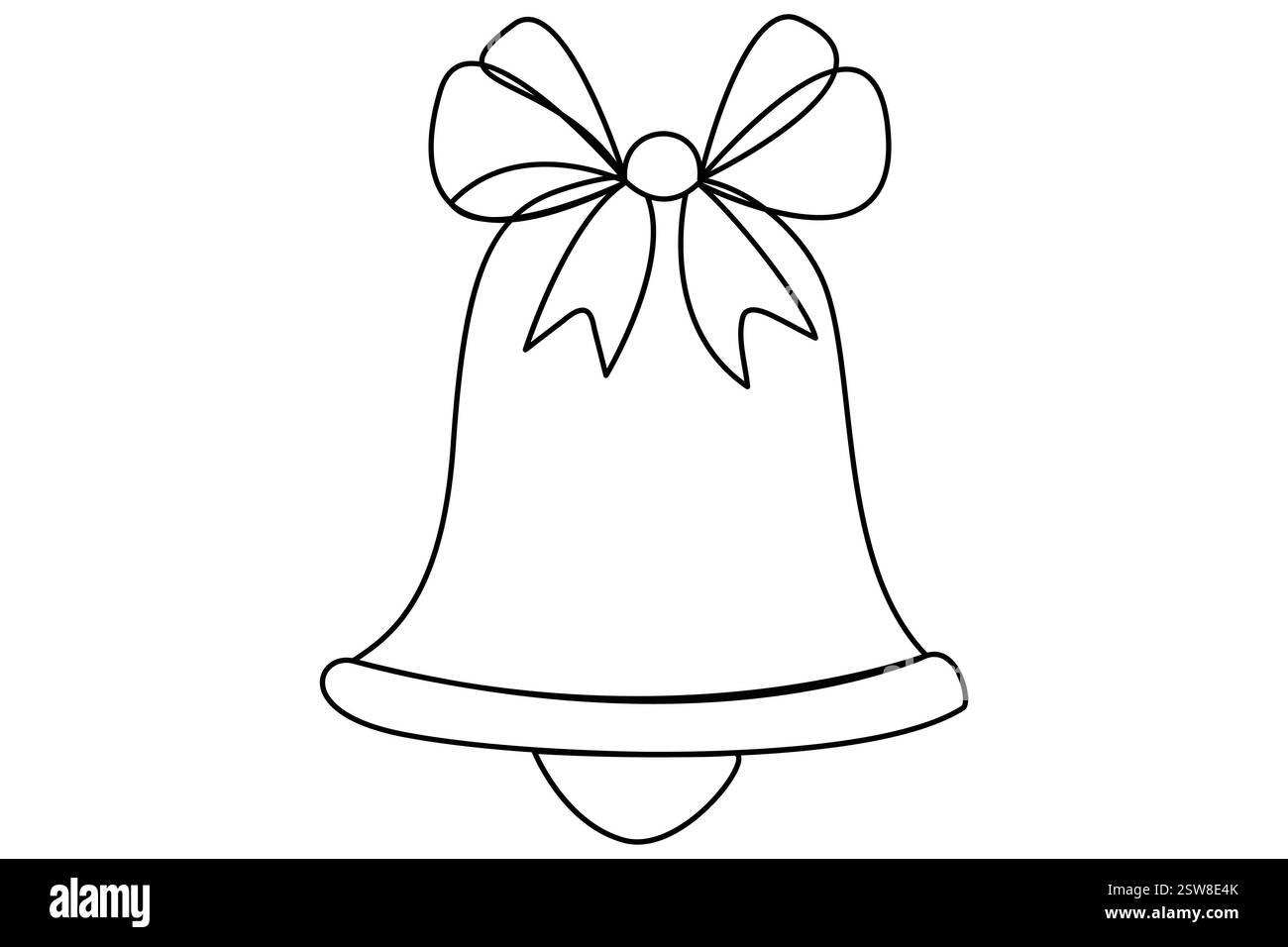 Continuous one line christmas bell drawing and outline editable stroke ...