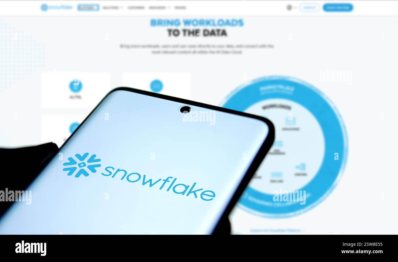 Dhaka, Bangladesh- 24 Oct 2024: Snowflake logo is displayed on ...