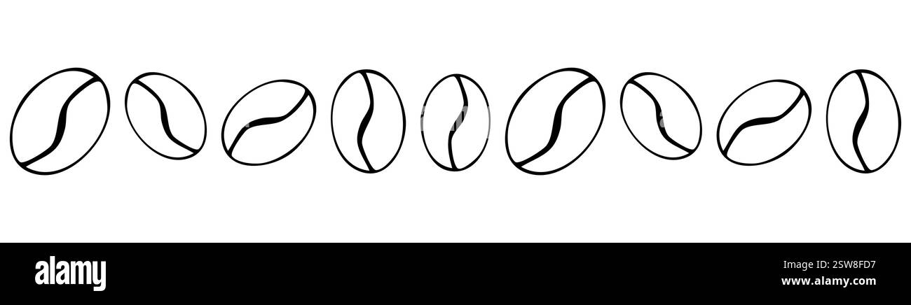 Coffee bean hand drawn border, simple sketch divider. Line decoration ...