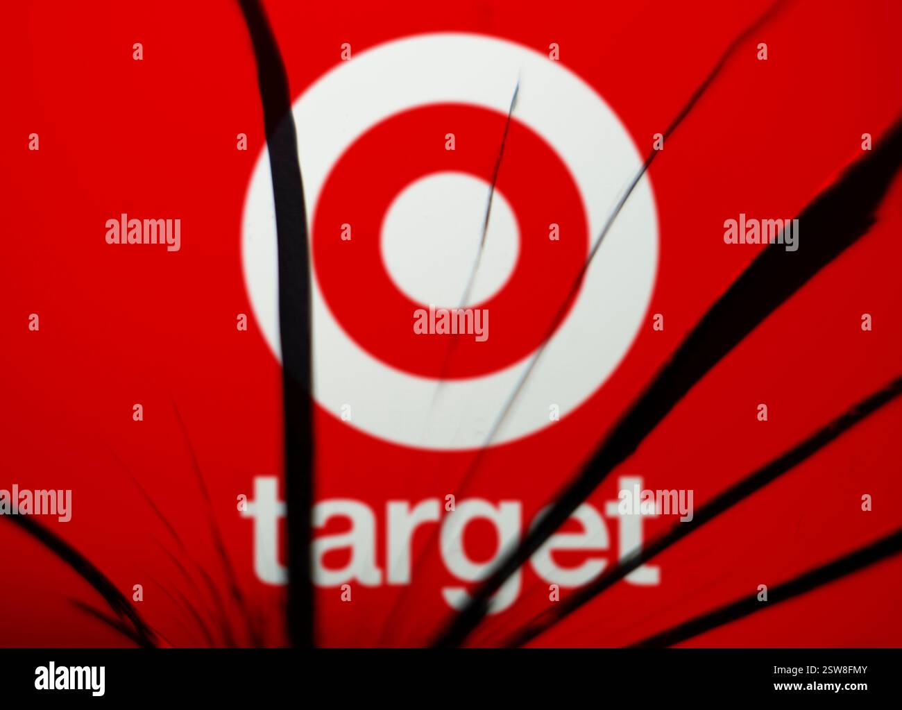 Target logo is visible on the broken glass hi-res stock photography and ...