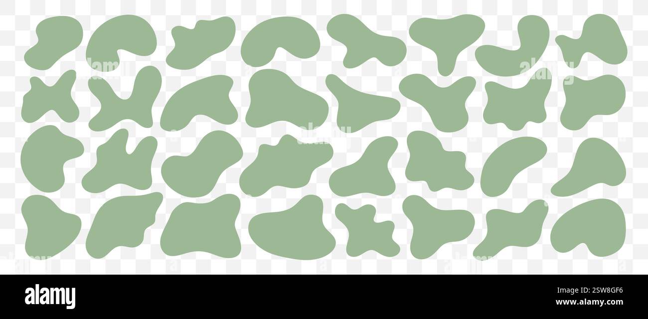 Abstract freeform collection. Simple liquid amorphous splodge. Green ...