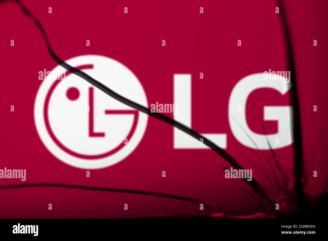 Lg logo is visible on the broken glass hi-res stock photography and ...