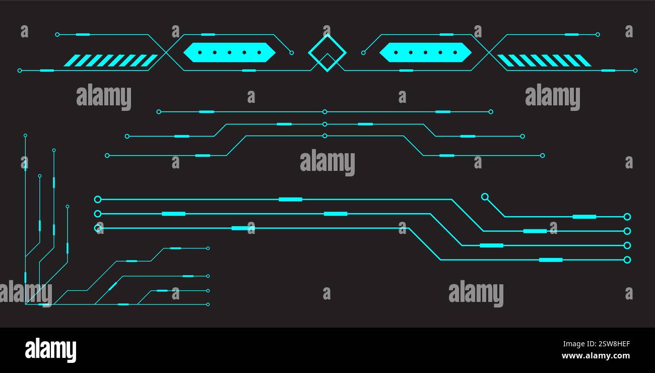 HUD digital futuristic user interface horizontal frame. Sci Fi high ...