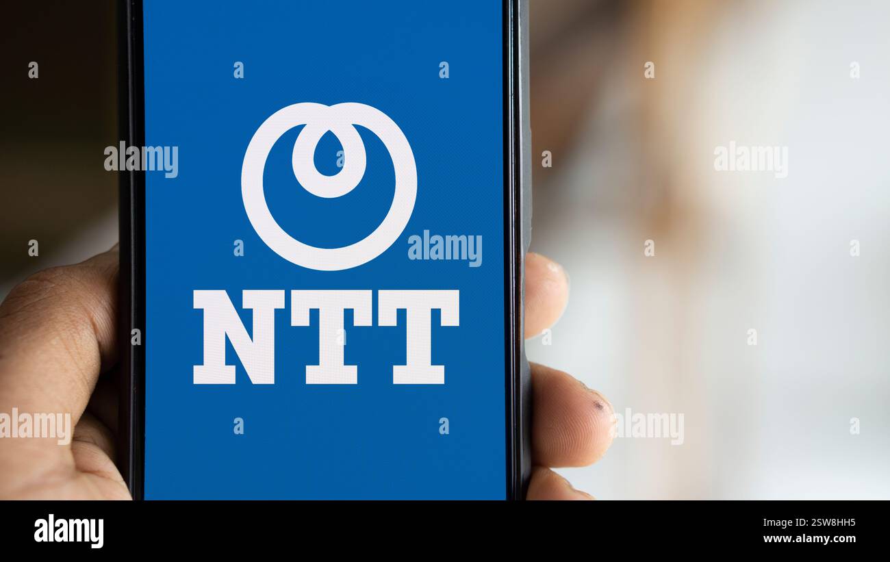 Dhaka, Bangladesh- 26 Oct 2024: NTT logo is displayed on smartphone. Nippon Telegraph and ...