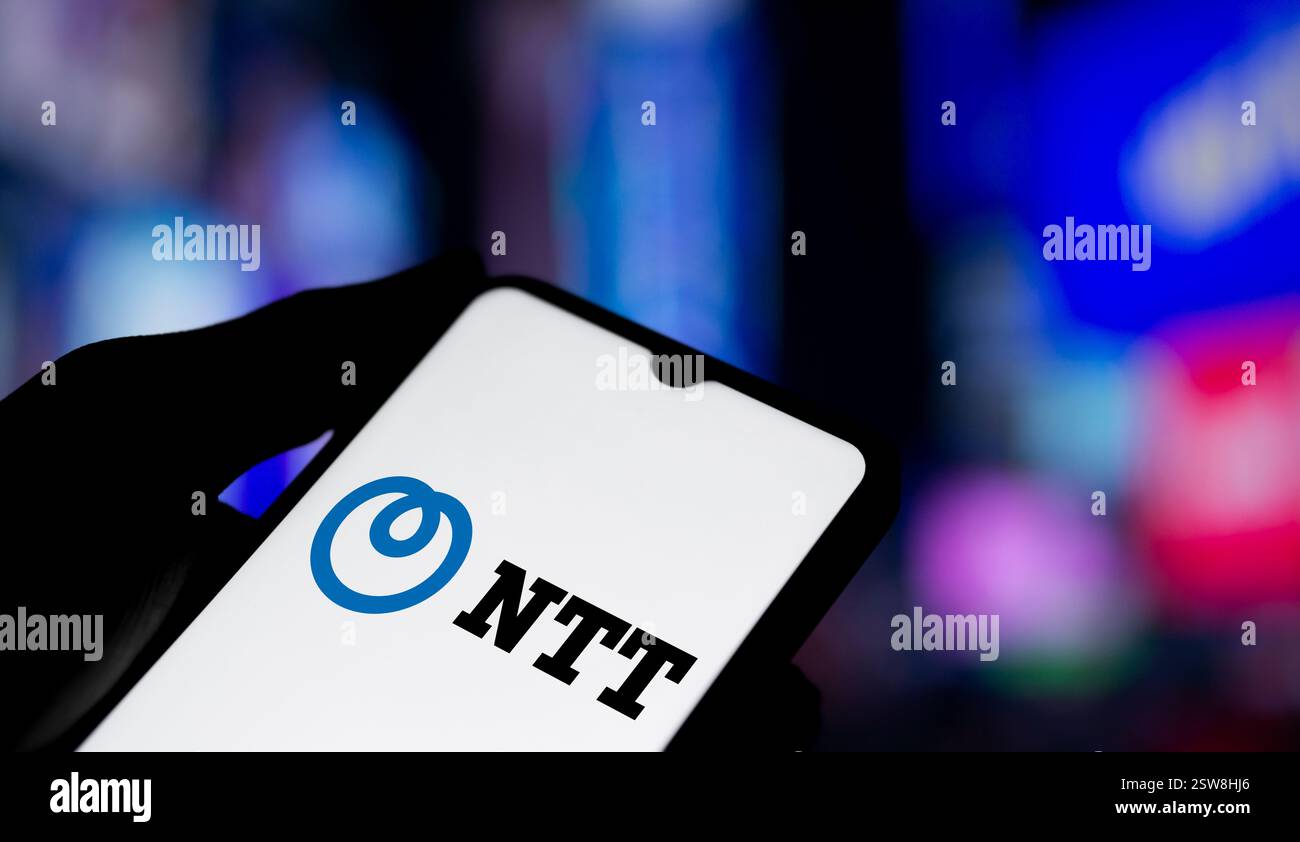 Dhaka, Bangladesh- 26 Oct 2024: NTT logo is displayed on smartphone. Nippon Telegraph and ...