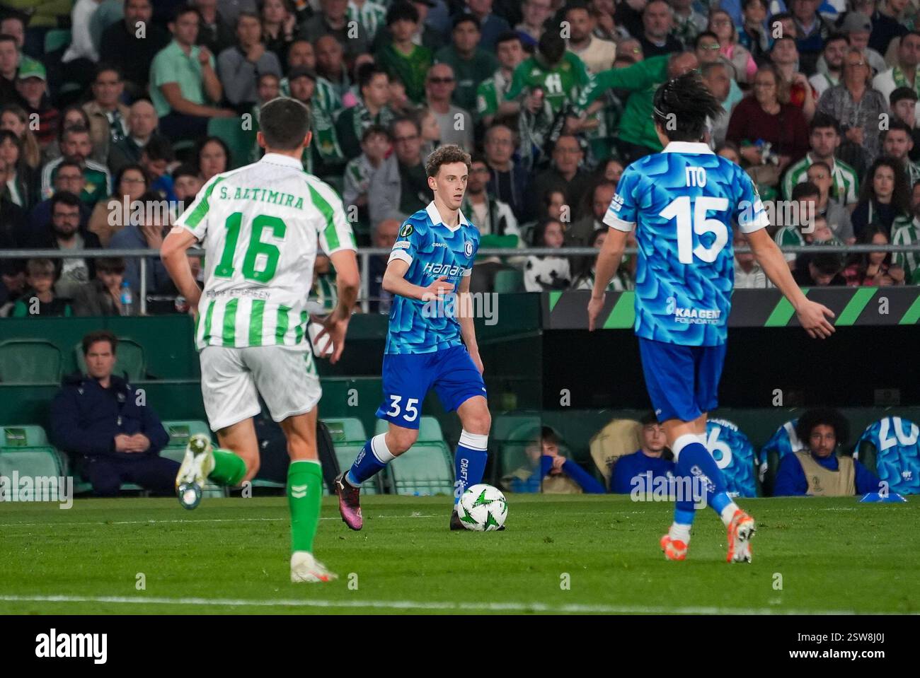 Sevilla, Spain. 20th Feb, 2025. Betis' Sergi Altimira, Gent's Gilles De ...
