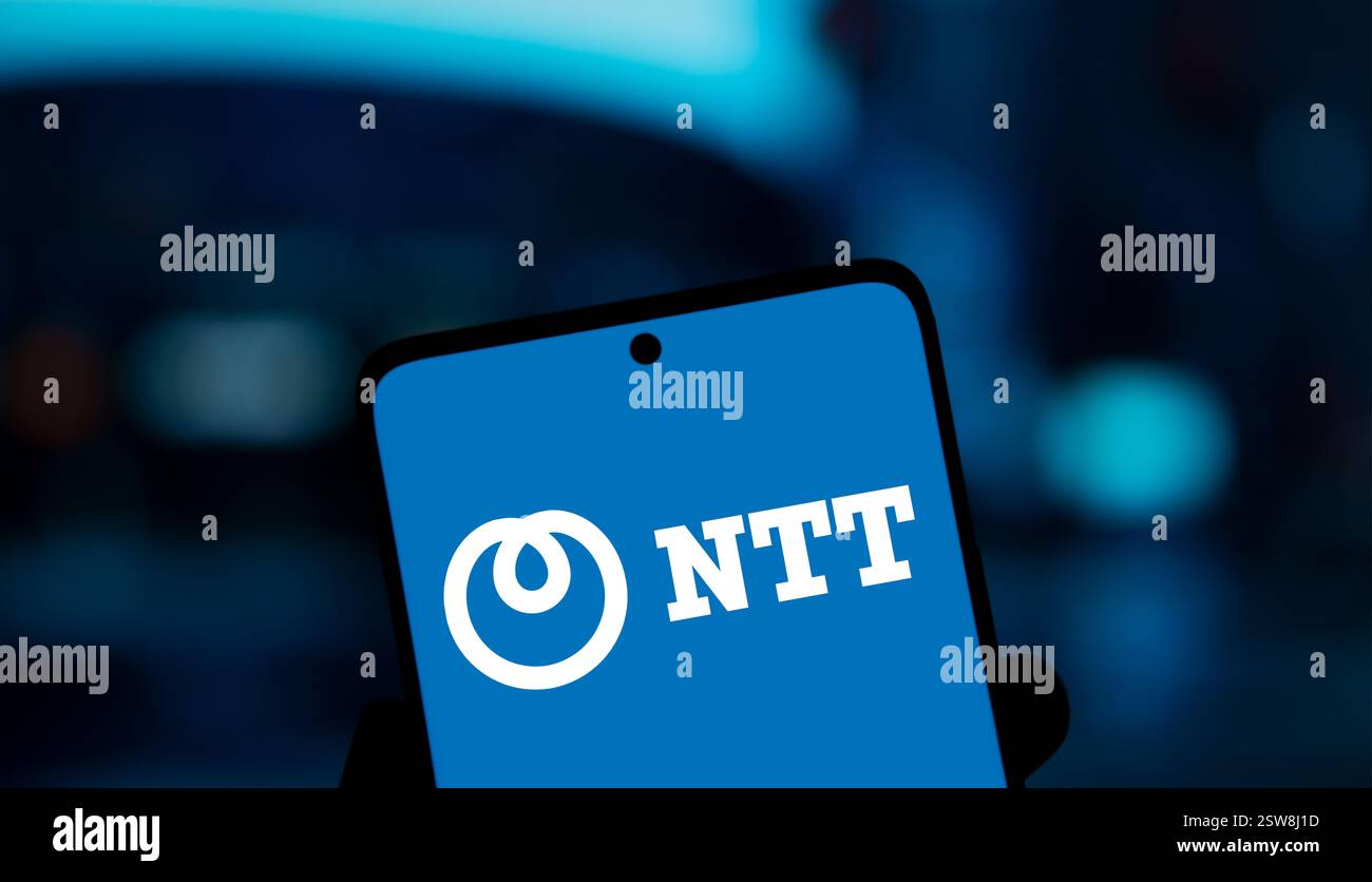 Dhaka, Bangladesh- 26 Oct 2024: NTT logo is displayed on smartphone. Nippon Telegraph and ...