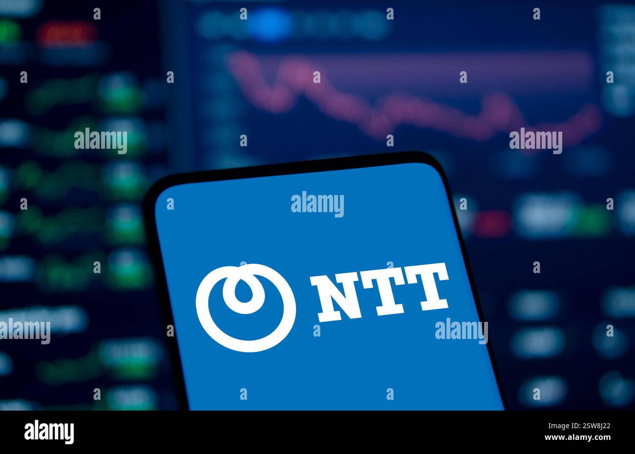 Dhaka, Bangladesh- 26 Oct 2024: NTT logo is displayed on smartphone. Nippon Telegraph and ...