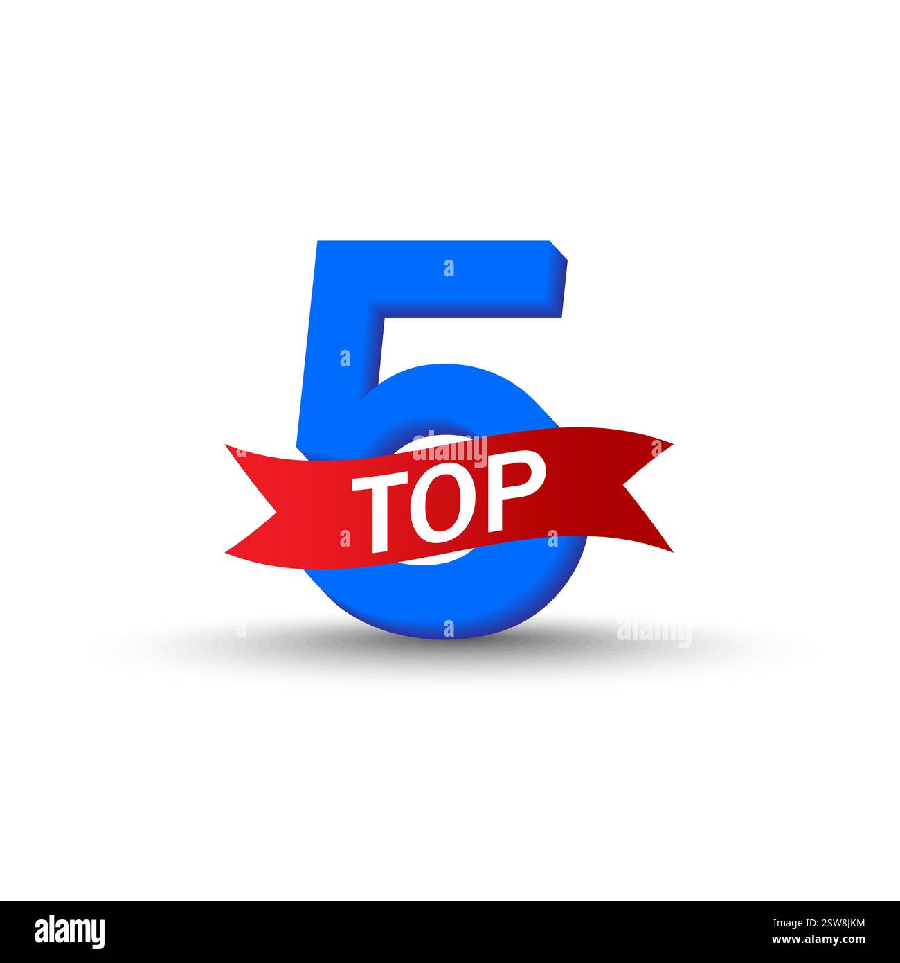 Five 5 shape. Red TOP ribbon. Ranking number concept. Vector bold accent Stock Vector Image ...