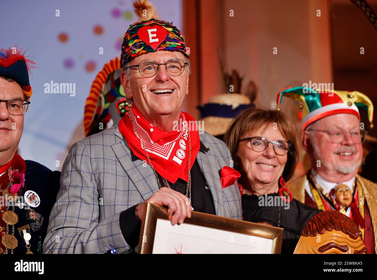 Rust, Germany - February 19, 2025: Presentation of the golden jesters ...