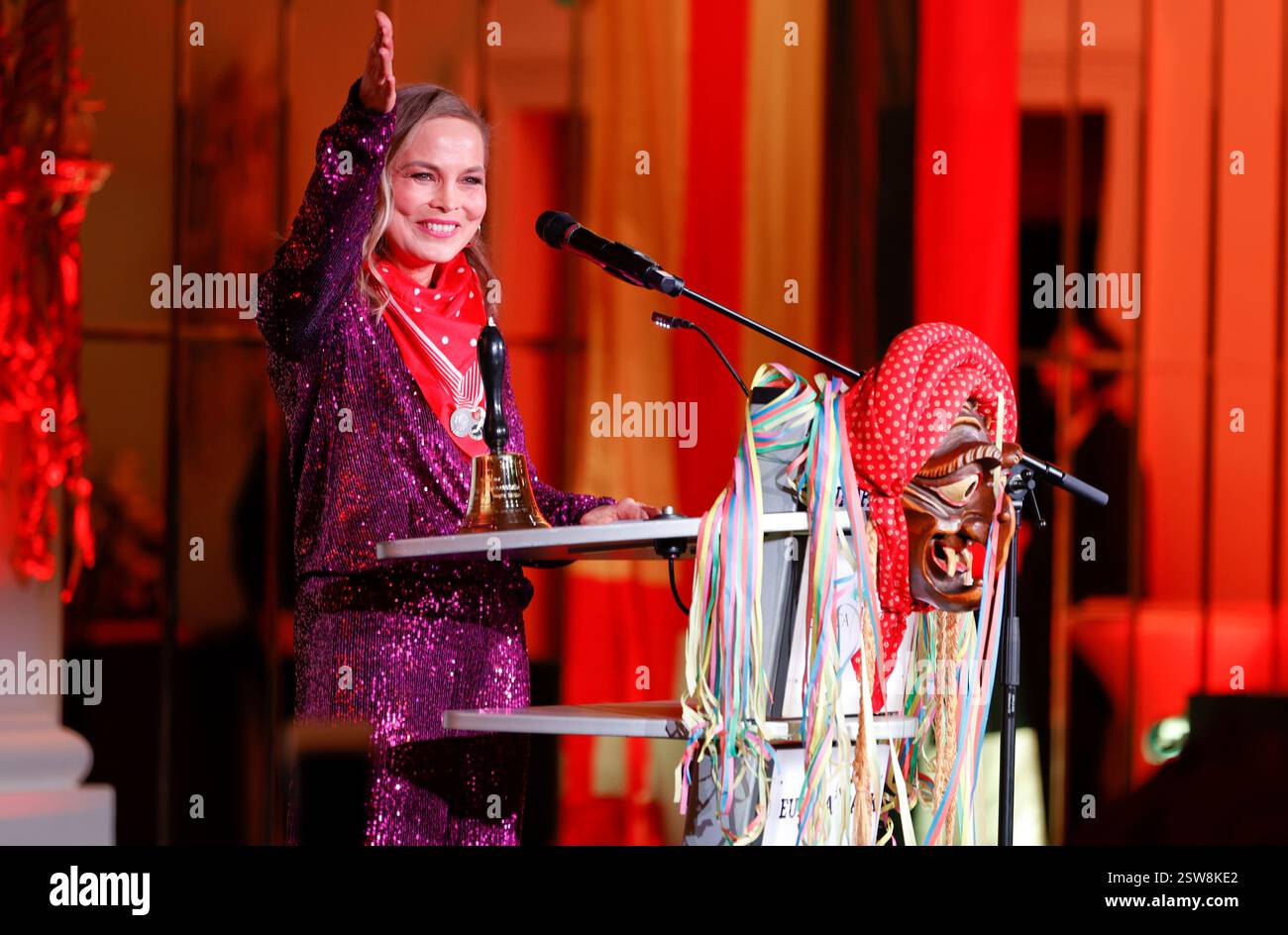 Rust, Germany - February 19, 2025: Presentation of the golden jesters ...