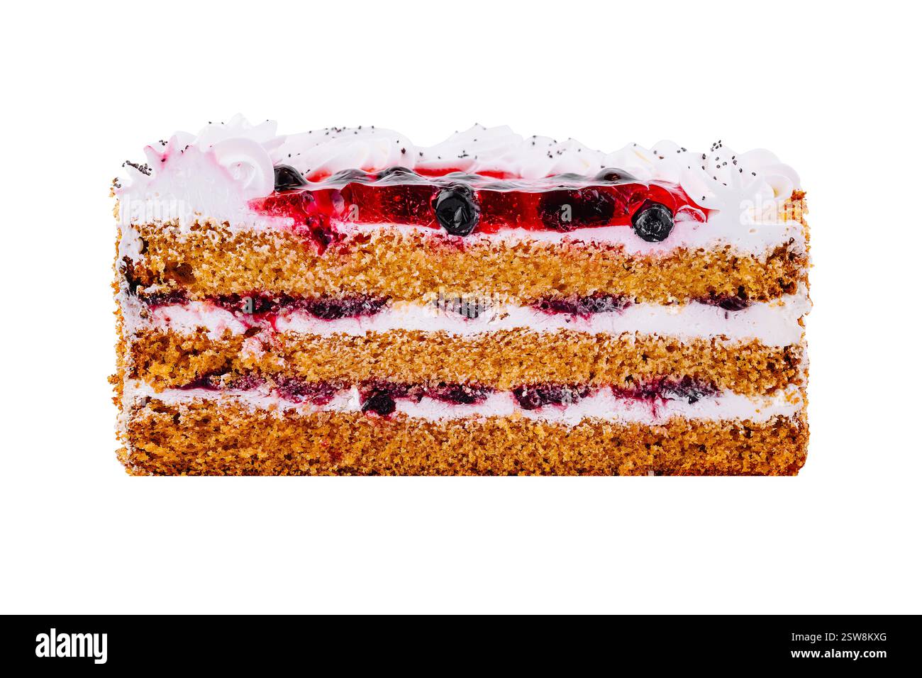 Mouthwatering slice of cake featuring layers of moist sponge cake ...