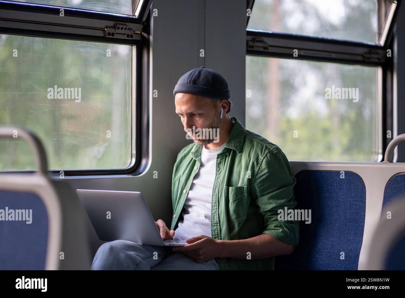 Man in train car works hi-res stock photography and images - Alamy