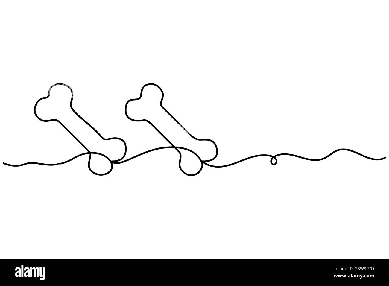 Continuous dog bone one line drawing of outline vector illustration ...