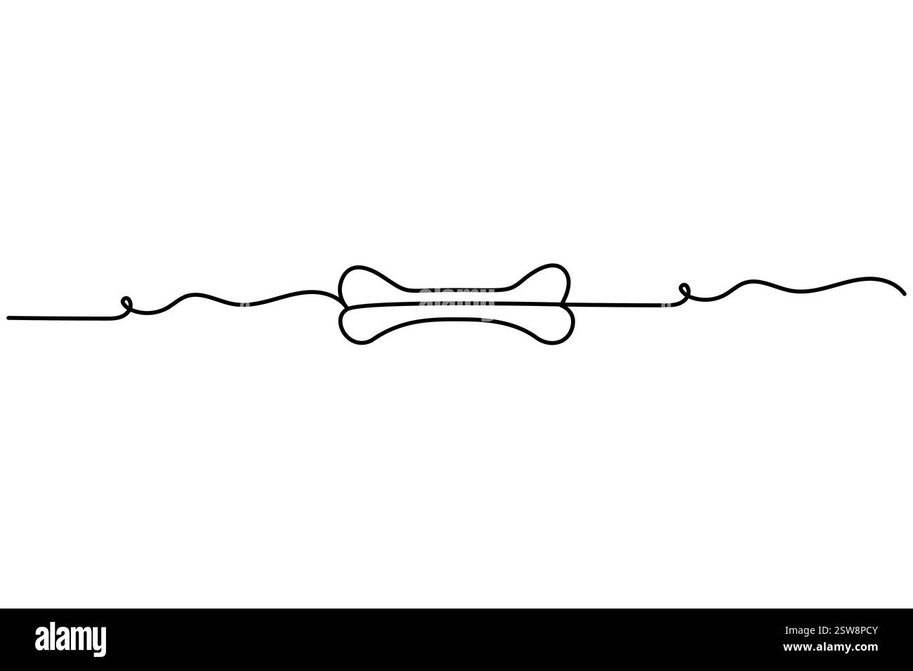 Continuous dog bone one line drawing of outline vector illustration ...