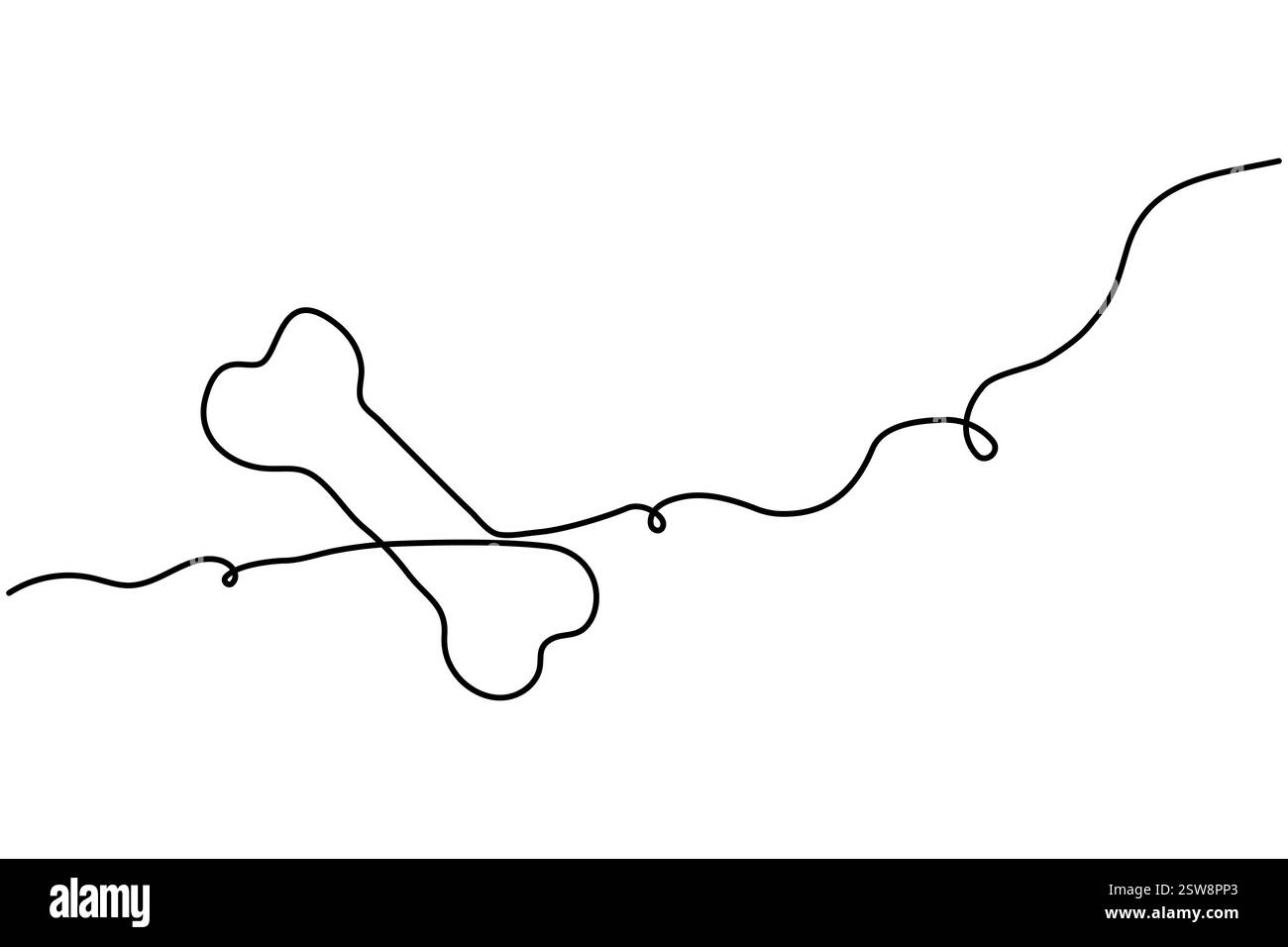 Continuous dog bone one line drawing of outline vector illustration ...