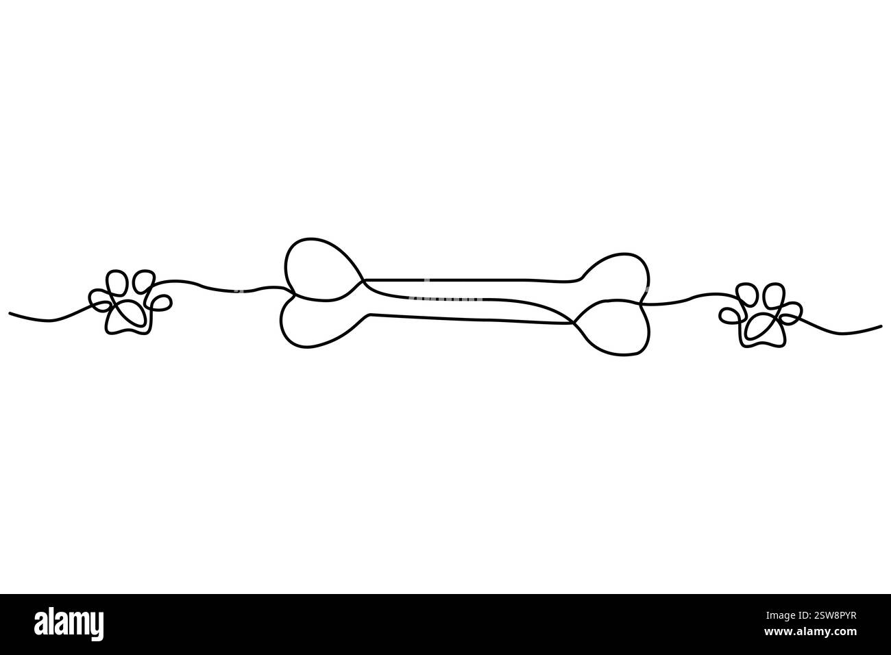 Continuous dog bone one line drawing of outline vector illustration ...