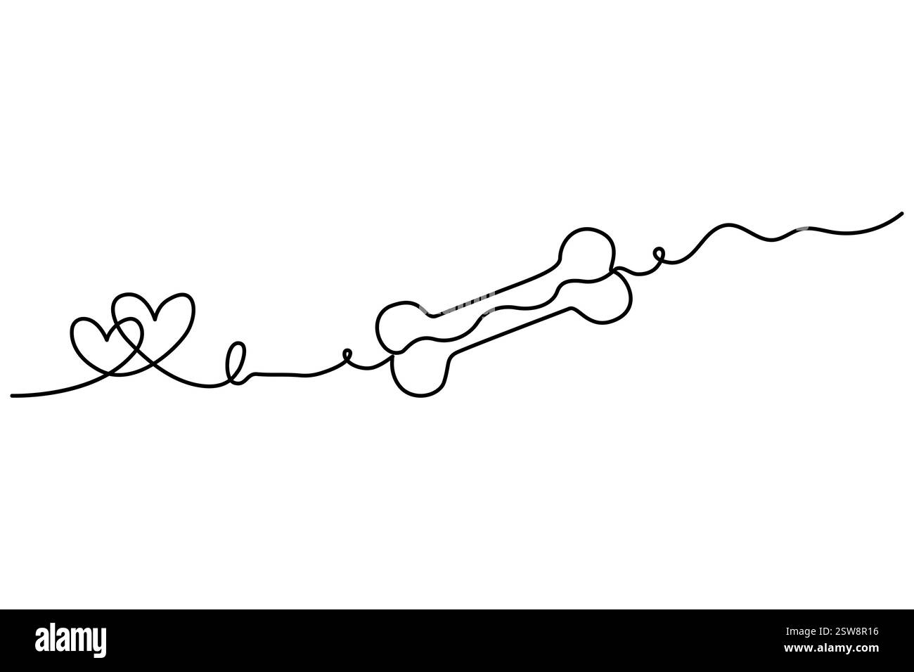 Continuous dog bone one line drawing of outline vector illustration ...