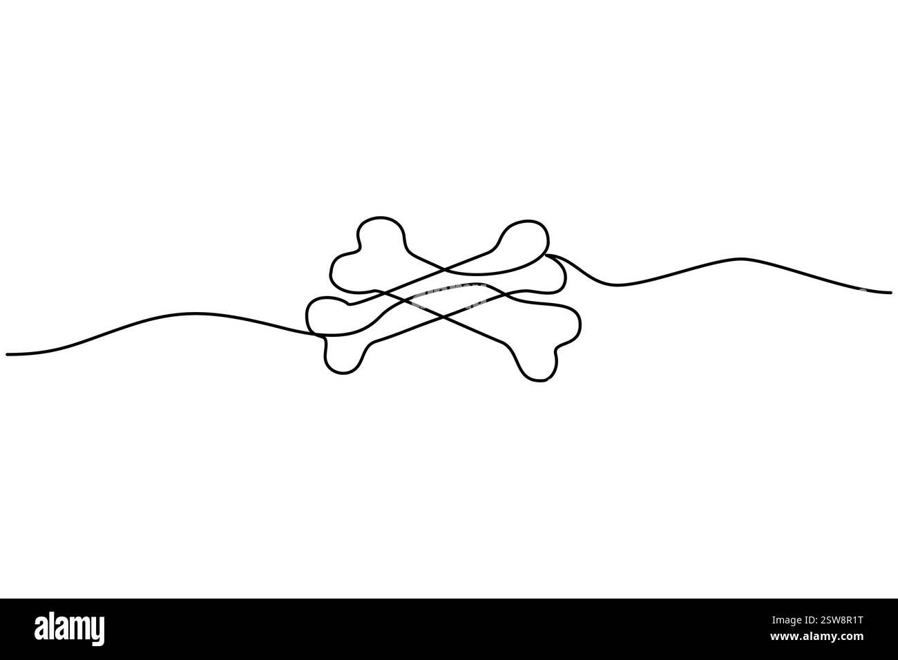 Continuous dog bone one line drawing of outline vector illustration ...