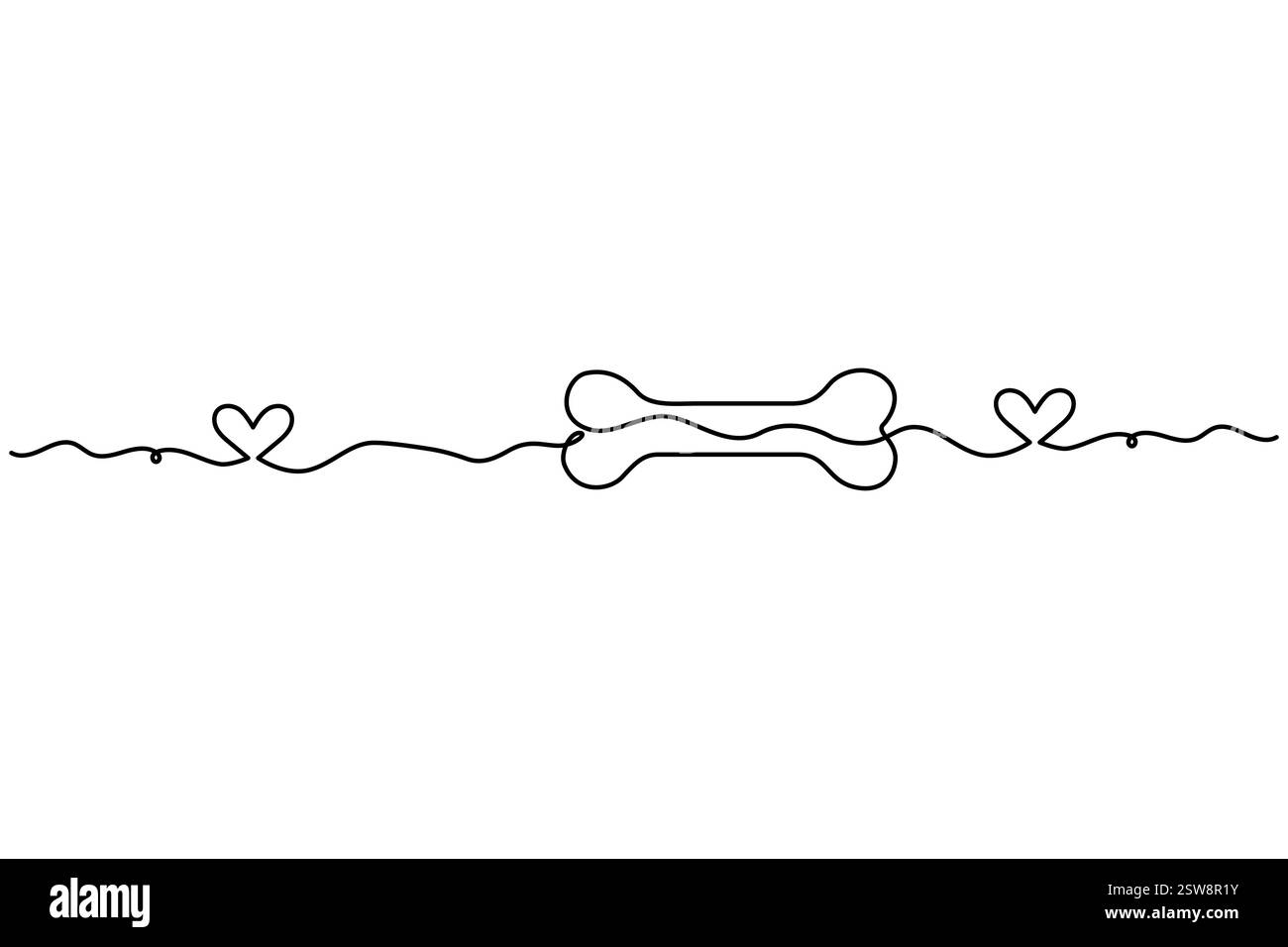 Continuous dog bone one line drawing of outline vector illustration ...