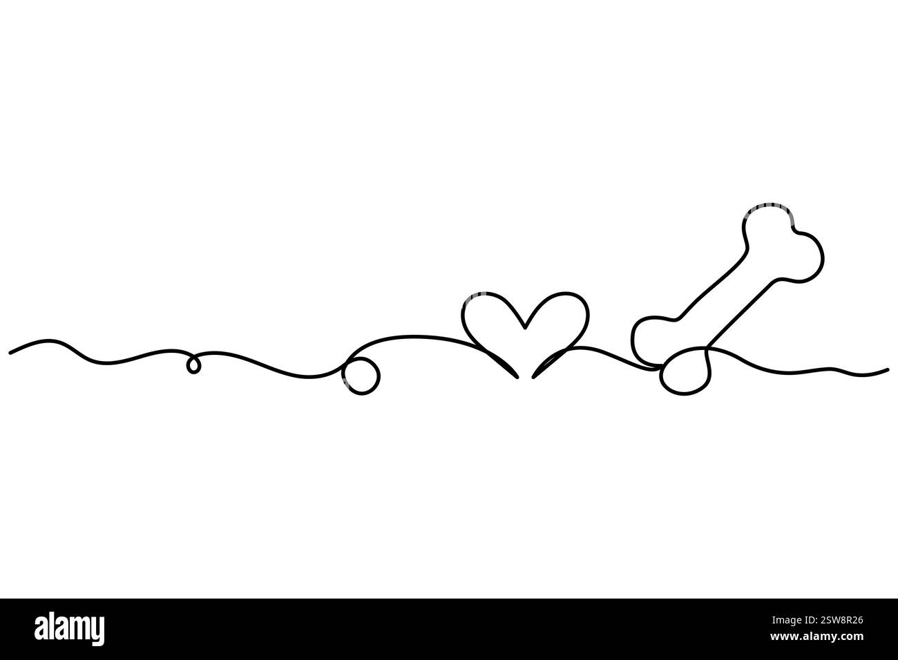 Continuous dog bone one line drawing of outline vector illustration ...