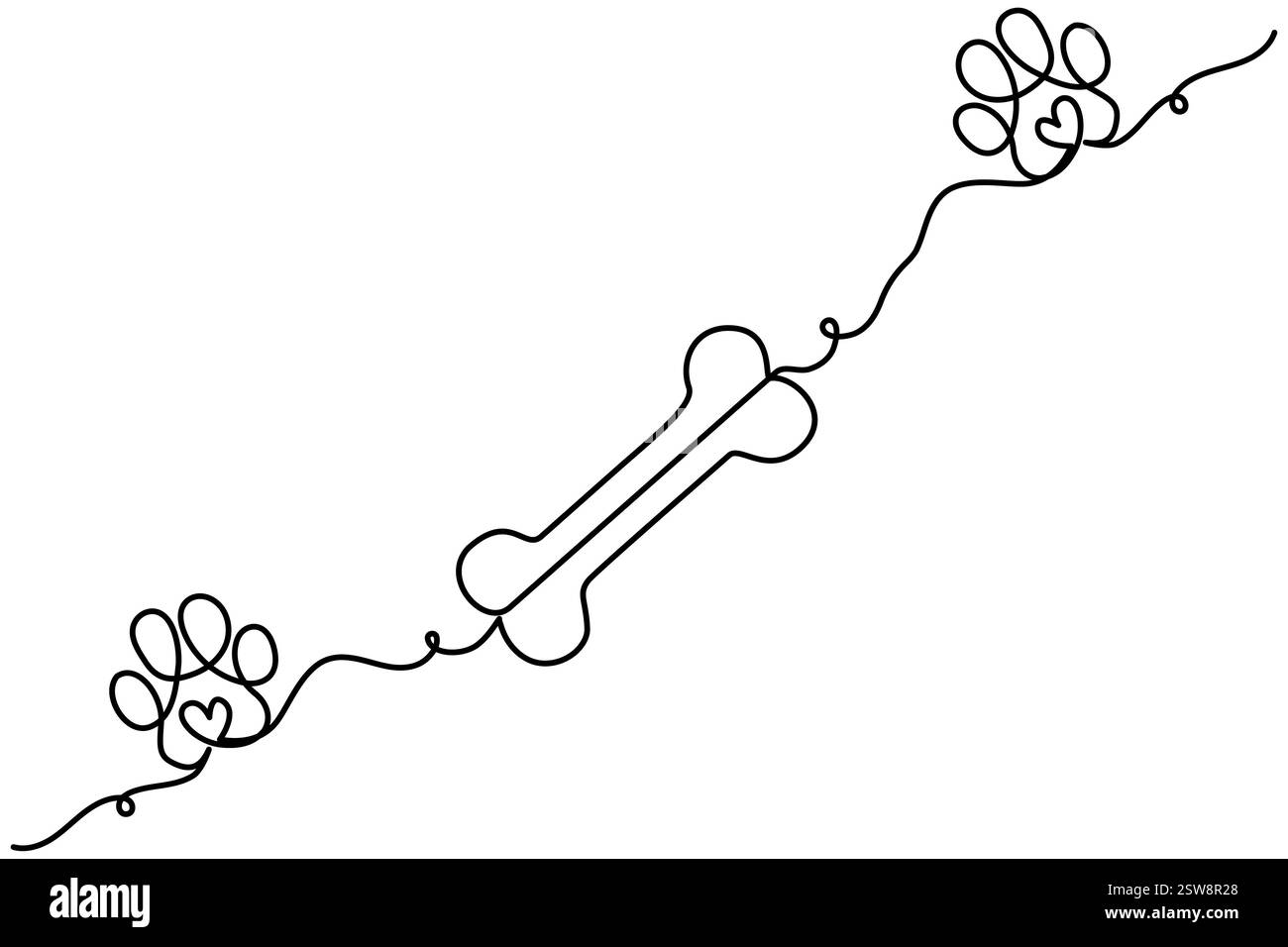 Continuous dog bone one line drawing of outline vector illustration ...