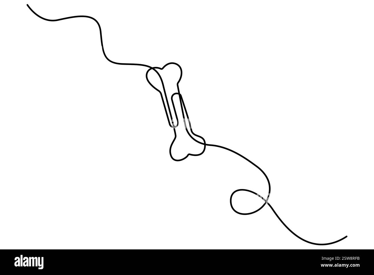 Continuous dog bone one line drawing of outline vector illustration ...