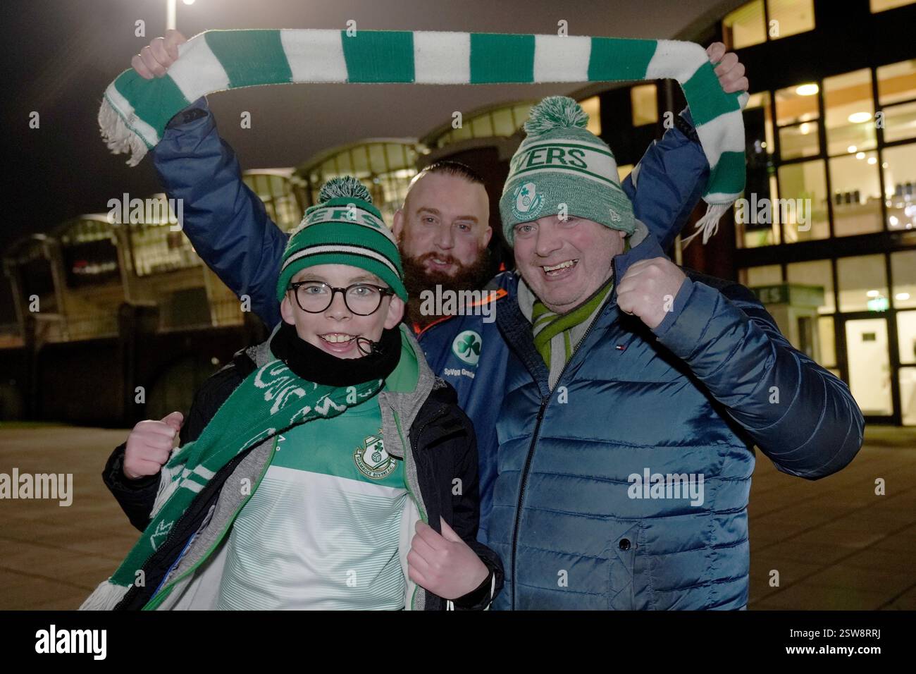 Shamrock Rovers fans Cian McCormack (left), 12, Eamon MacCormaic (right ...