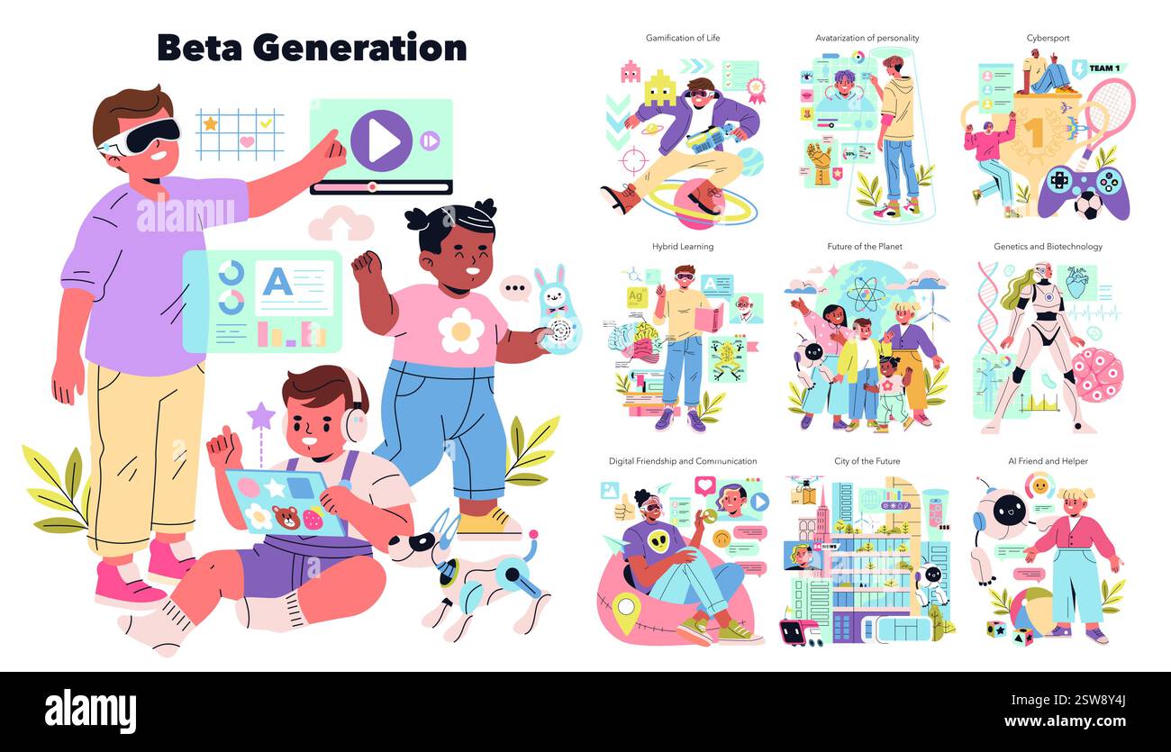 Beta Generation concept. Illustrates the experiences of today's youth ...