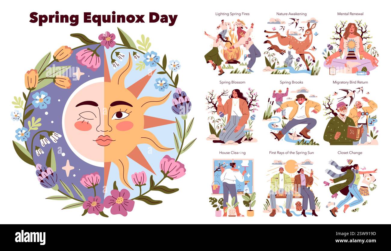 Spring Equinox Day illustration captures the essence of renewal and transformation with ...