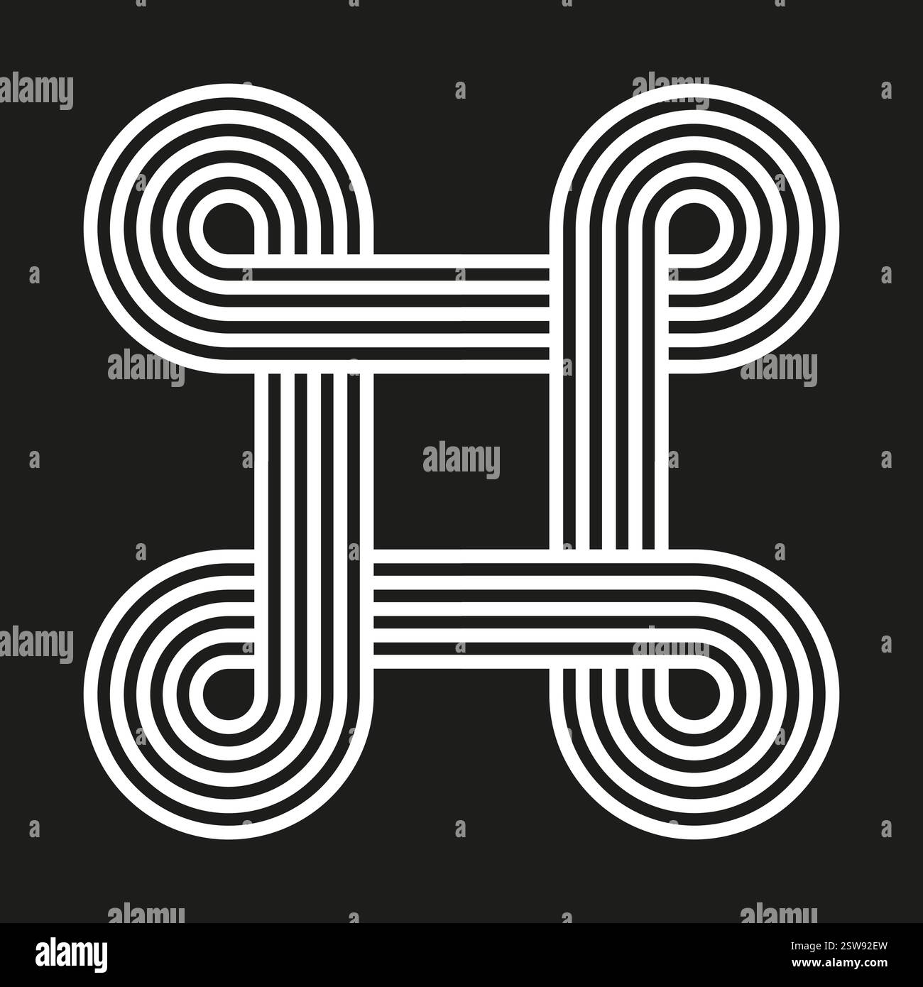 Abstract woven symbol. Geometric looped design. Symmetric interlaced ...