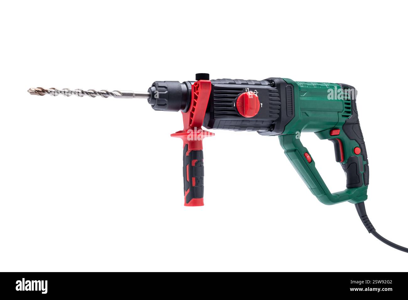 Hammer drill with handle isolated on white background Stock Photo - Alamy