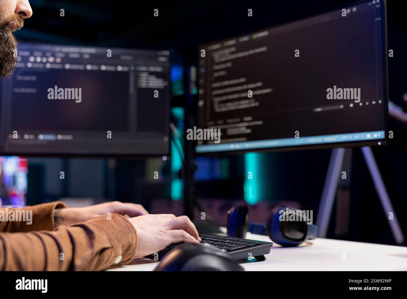 Programmer Typing Lines Of Code Using Keyboard Filtering Malicious