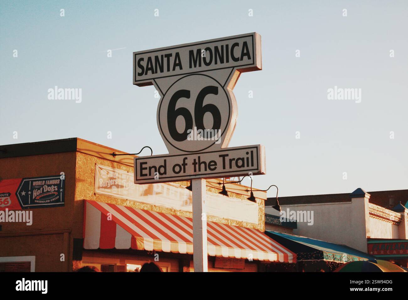Santa monica pier end of the road (route 66 Stock Photo - Alamy