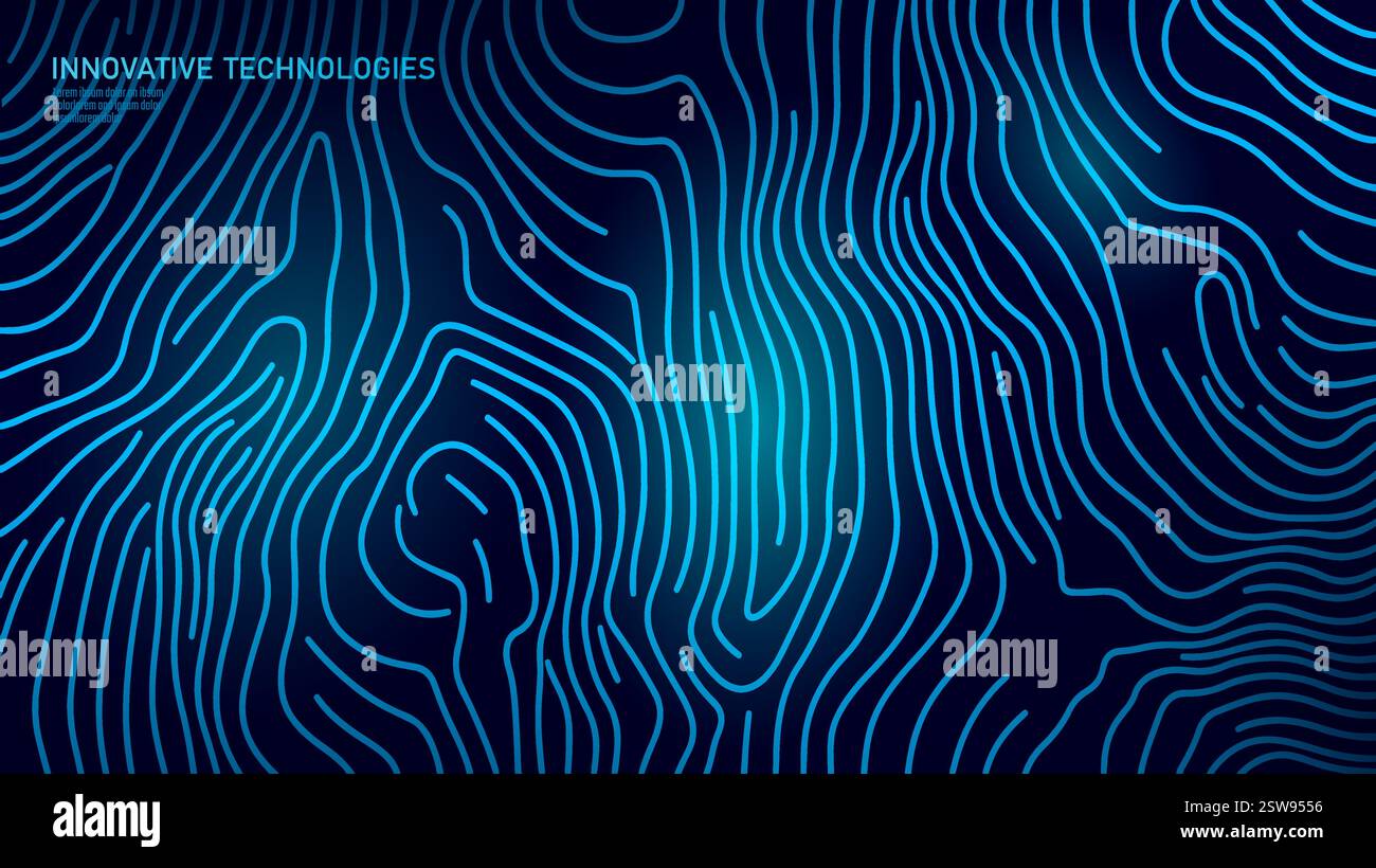 Abstract blue lines background. Curves ripple dark backdrop. Design for ...