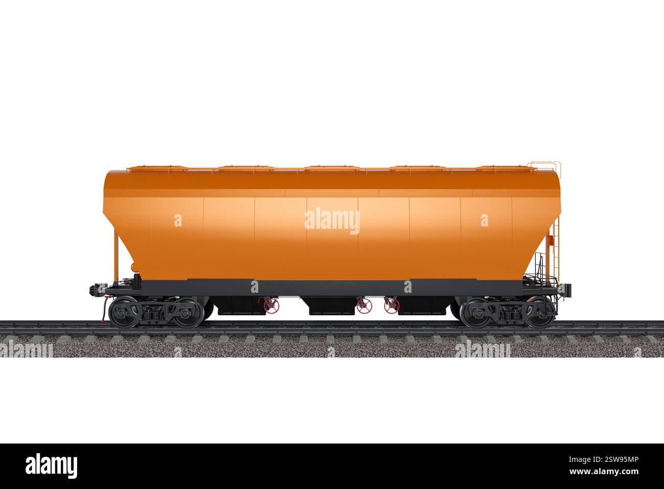 Orange wagon train on a white background. Specialized wagons for ...