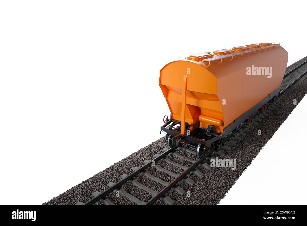 Orange wagon train on a white background. Specialized wagons for ...