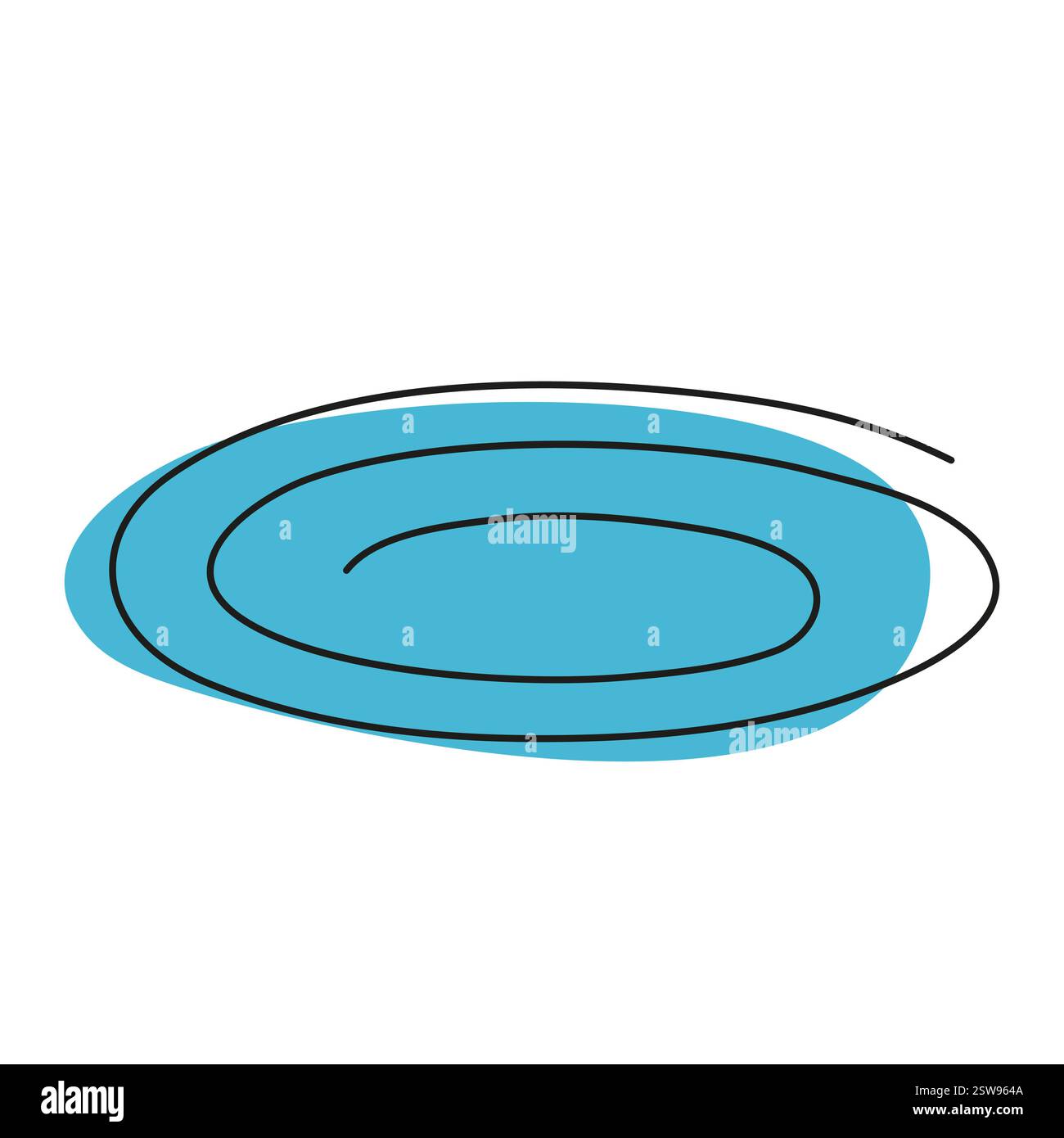 Simple blue spiral design with curved lines on a white background in a ...