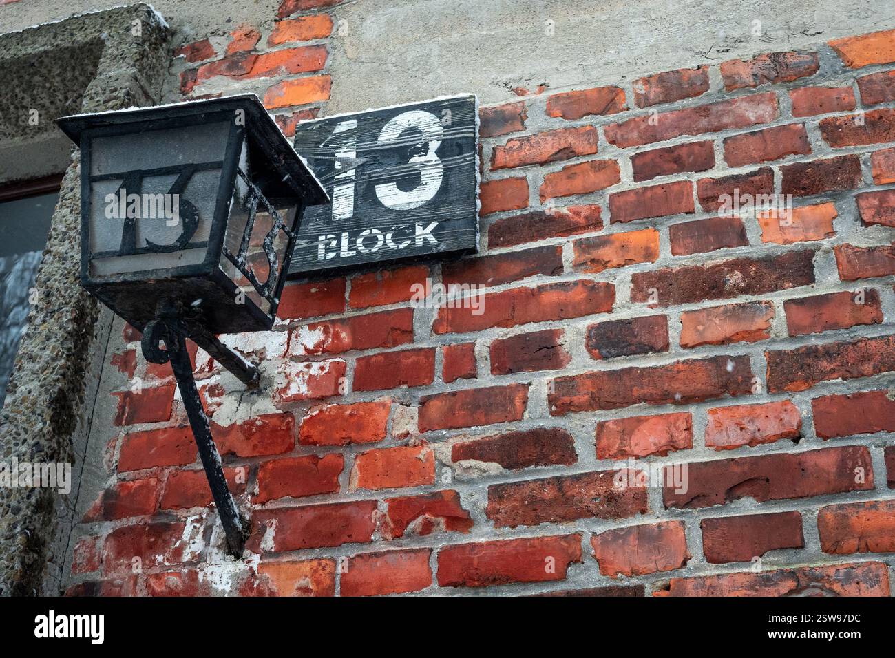 Exterior of barrack number thirteen 13 in Auschwitz concentration camp ...