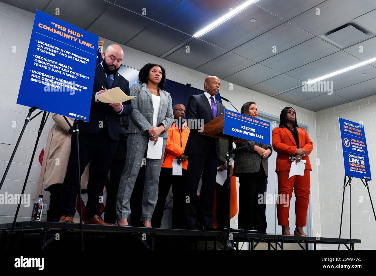 New York City Mayor Eric Adams speaks at an event at the NYPD's 40th ...