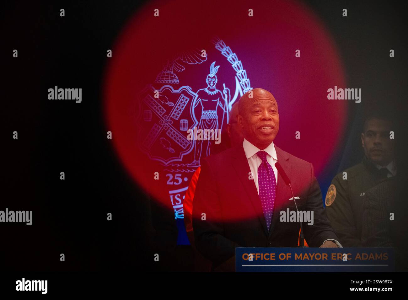New York City Mayor Eric Adams speaks at an event at the NYPD's 40th ...