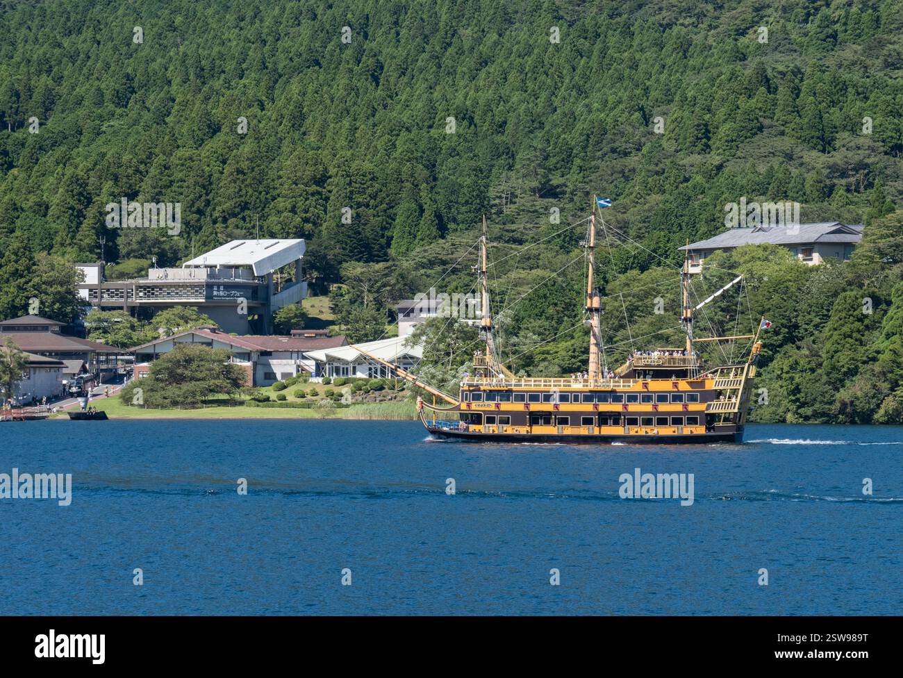Hakone Sightseeing Cruise pirate ship-shaped boat Stock Photo - Alamy