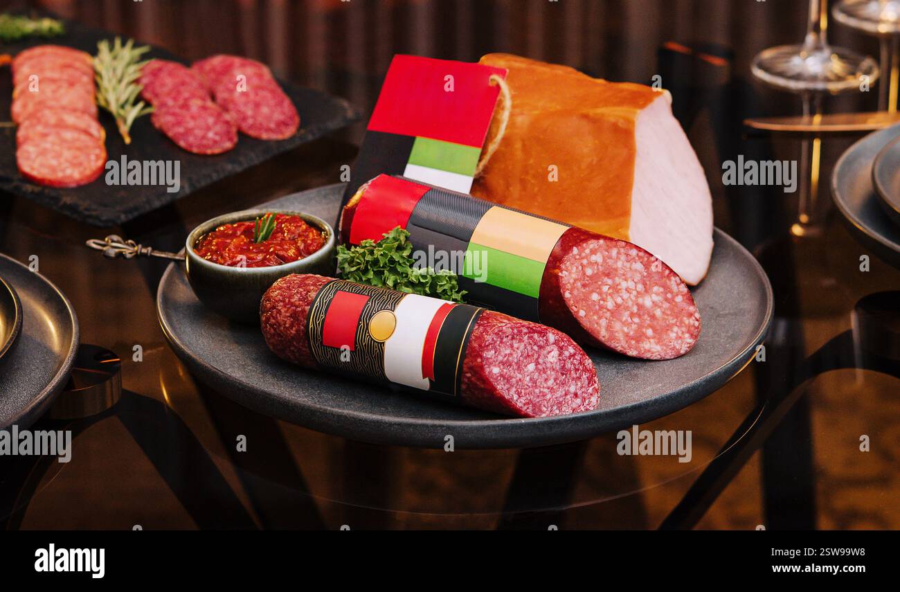 Different types of meat products representing uae national cuisine ...