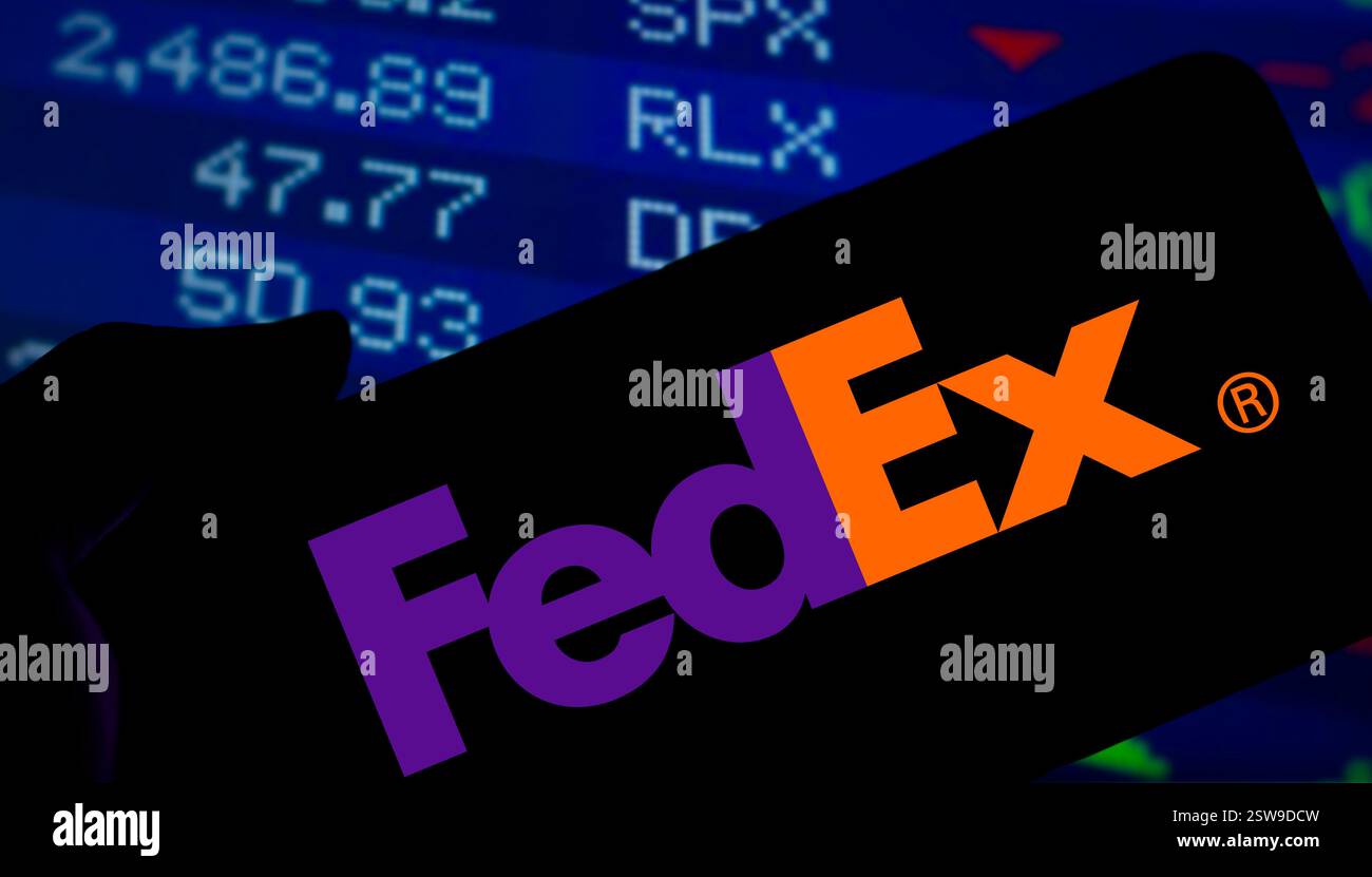 Dhaka, Bangladesh- 01 Nov 2024: FedEx logo is displayed on smartphone ...