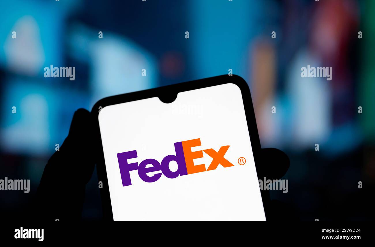 Dhaka, Bangladesh- 01 Nov 2024: FedEx logo is displayed on smartphone ...