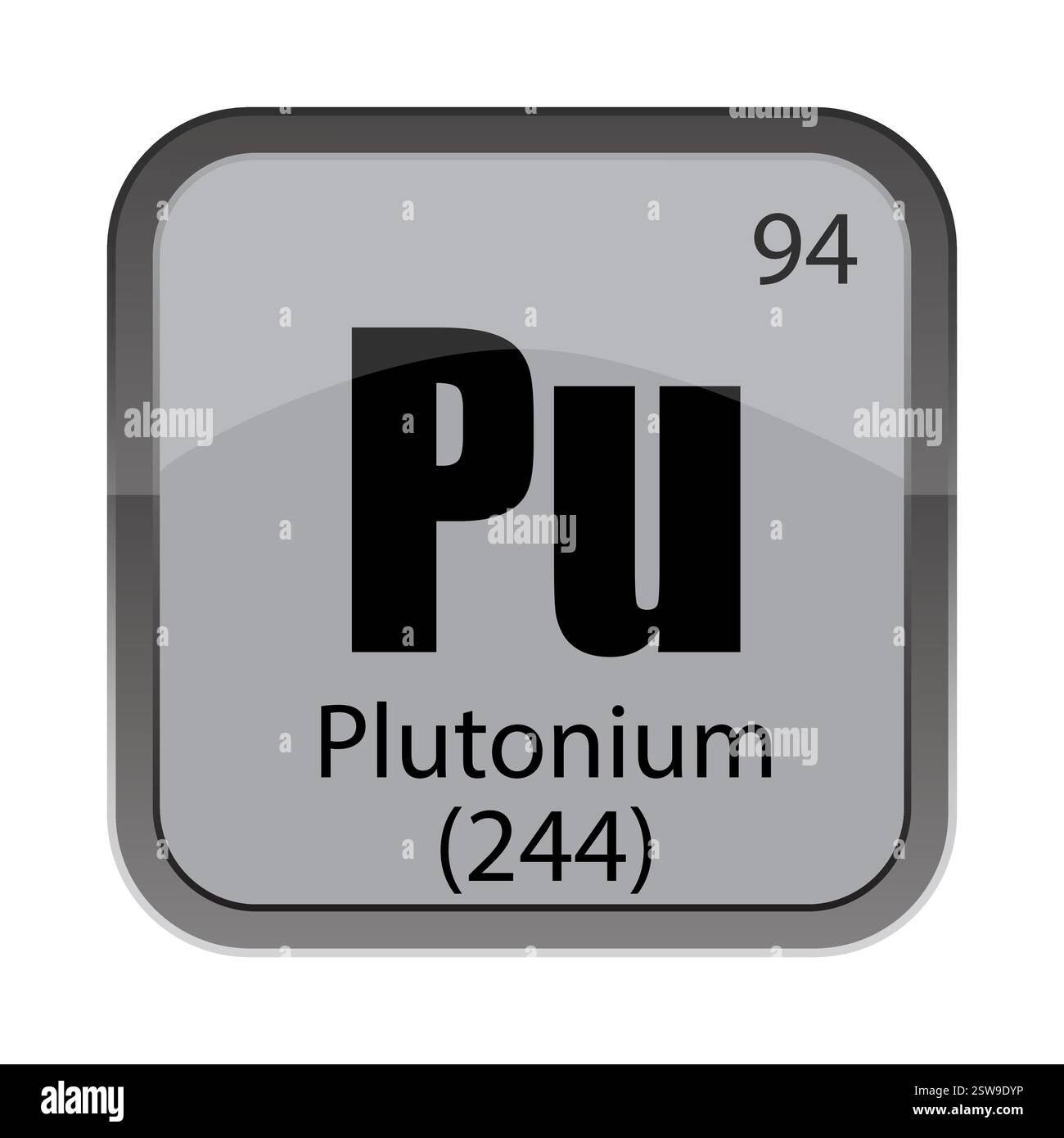 Pu ninety four. Plutonium 244 label. Vector chemical tile. Gray ...