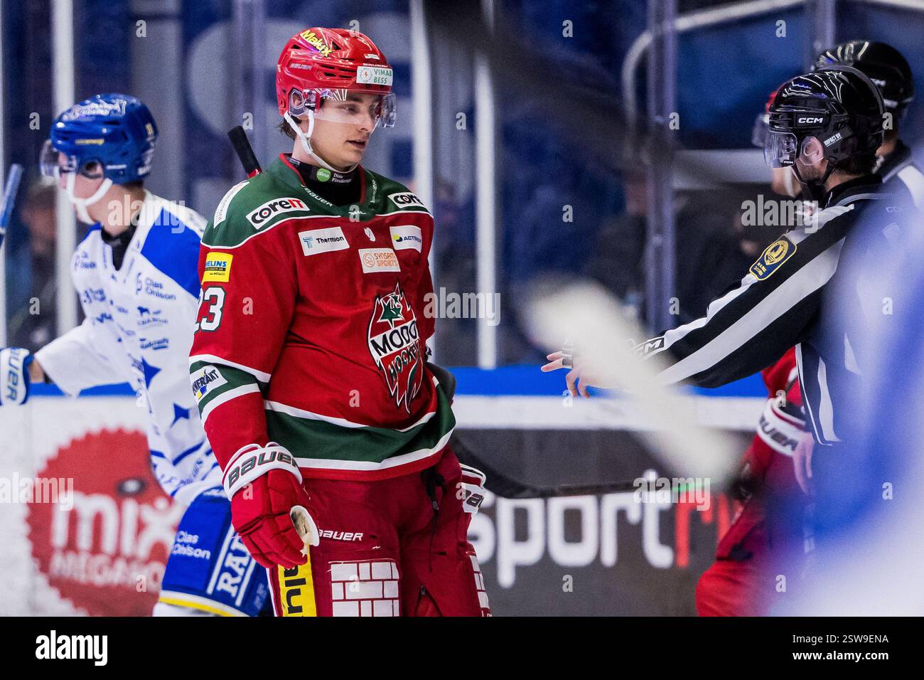 Leksand, Sverige. 20th Feb, 2025. 250220 Modos Tobias Winberg deppar efter 3-2 under ...